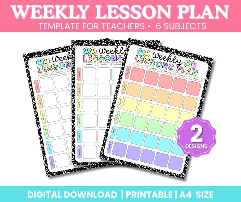 Simple Weekly Lesson Plan Template-preschool/kindergarten-instant ...