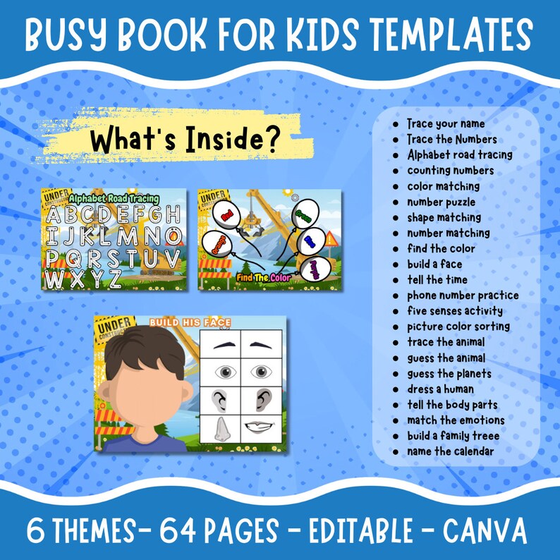 Construction Busy Book Printable for Kids | Activity Binder Template ...