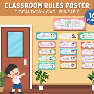 Printable Classroom Rules | Daycare Behavior Guidelines | Pre-k Rules ...