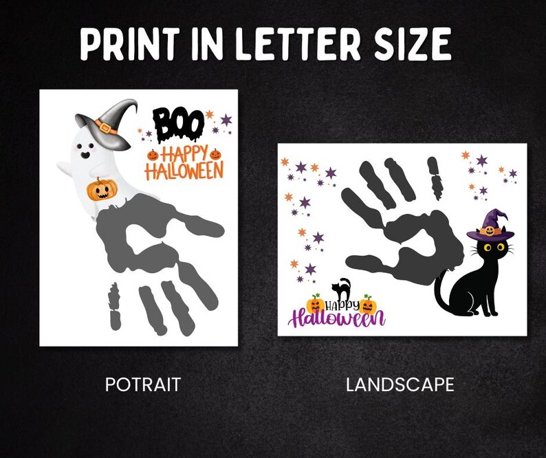 Halloween Handprint Art Bundle, Printable Handprint Crafts, Ghost ...