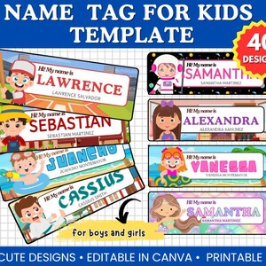 Editable Kids Name Tags: Pastel Classroom Labels (canva Template) - Etsy