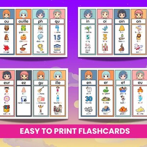 French Phonics Flashcards for Kids | 34 Educational Flashcards for the ...