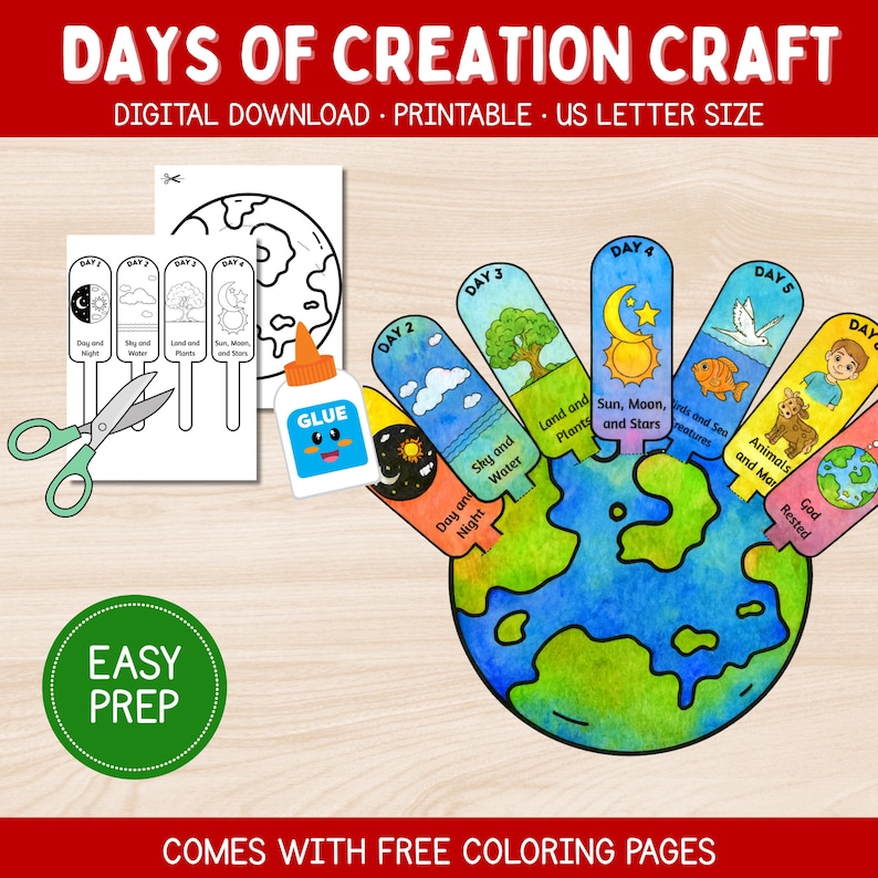 The Creation Craft Bible Story Coloring Activity for Kids God's 7 Days ...
