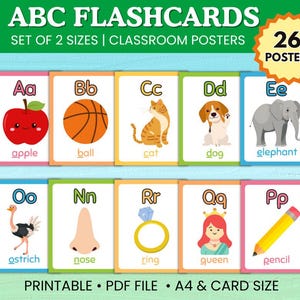 26 ABC Flash Cards Educational Cards, A-Z Cards Learn Abcs Alphabet ...