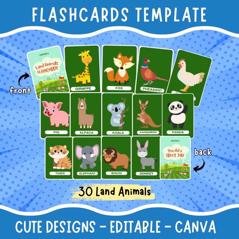 Flashcards Template for Kids Business - Etsy