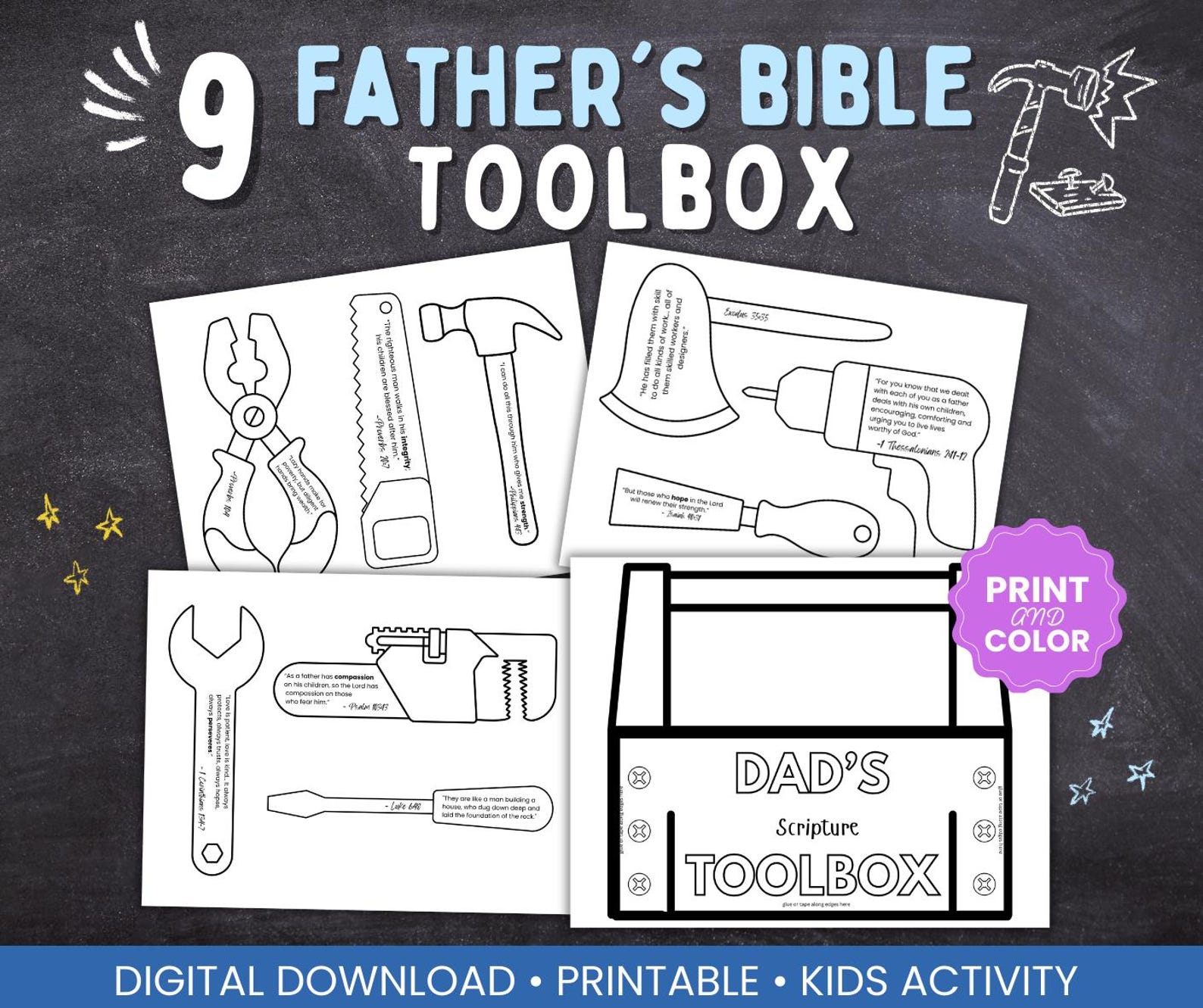 Father’s Day Toolbox Craft – Bible-themed Printable Coloring Activity ...