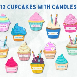 Cupcake Classroom Birthday Display, Birthday Chart, Bulletin Board Kit ...