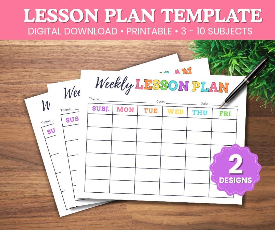 Simple Weekly Lesson Plan Template | Printable PDF for Preschool ...