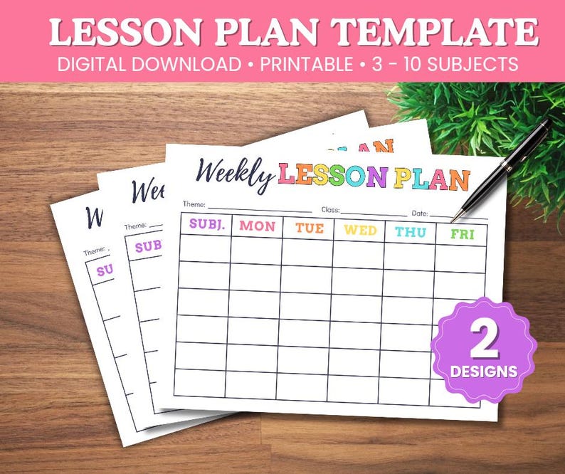 Simple Weekly Lesson Plan Template | Printable PDF for Preschool ...