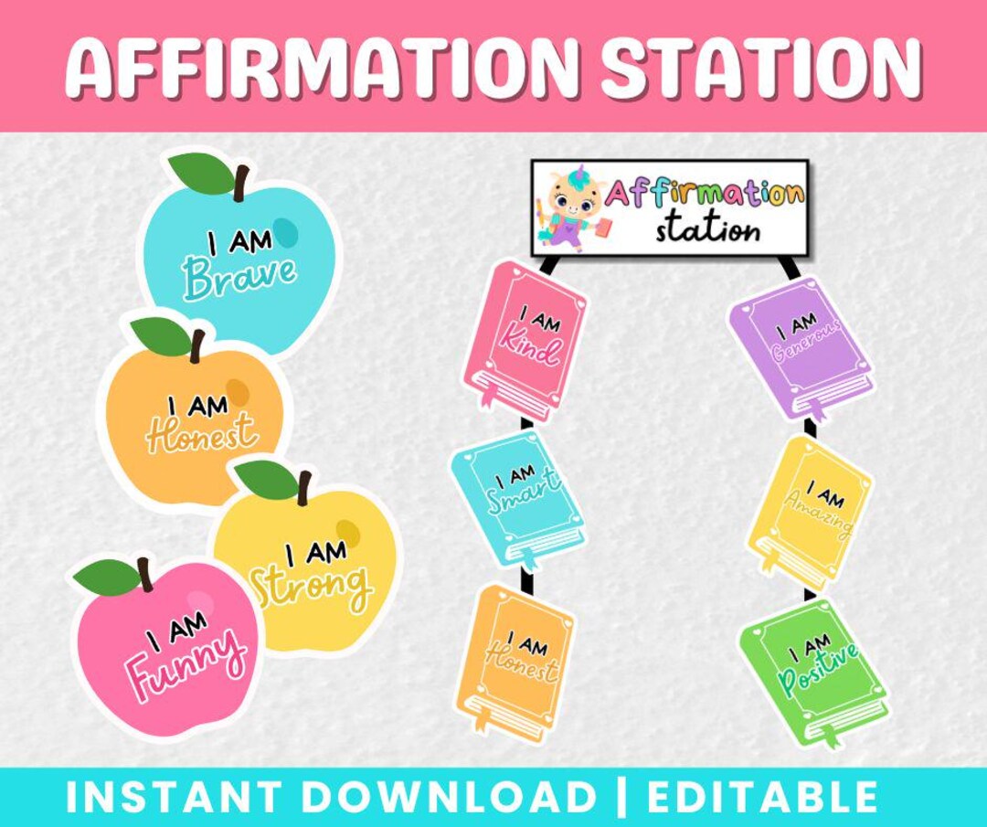 Classroom Affirmation Station Display – Rainbow Printable Decor for ...