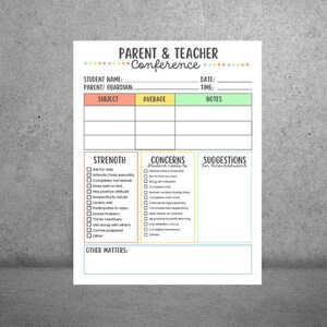 Parent Teacher Conference Form: Printable Lesson Plan (digital Download ...