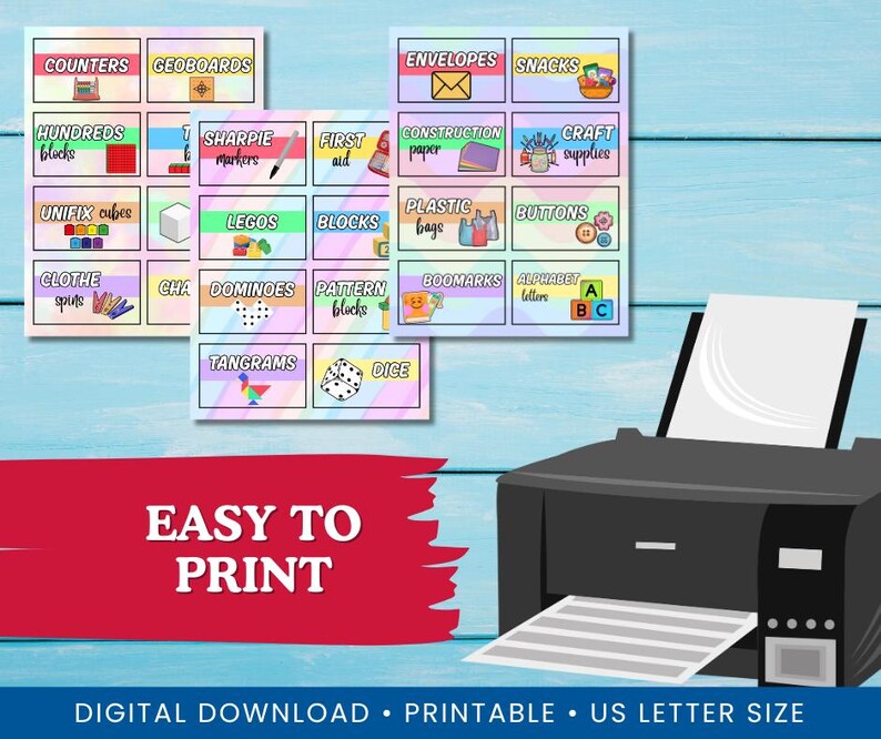 School Supplies Label Set – Printable for Kids & Classrooms | Back to ...