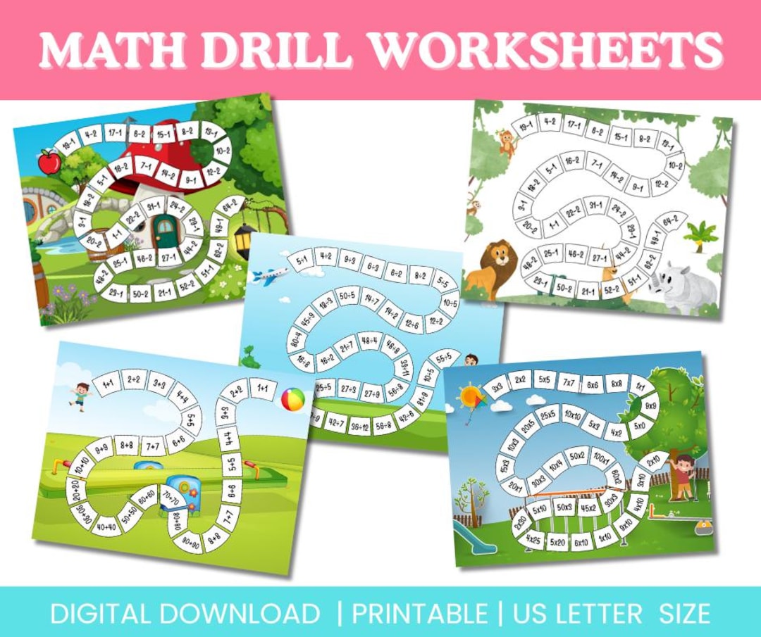 Math Drill Worksheets Addition Subtraction Multiplication and Division ...