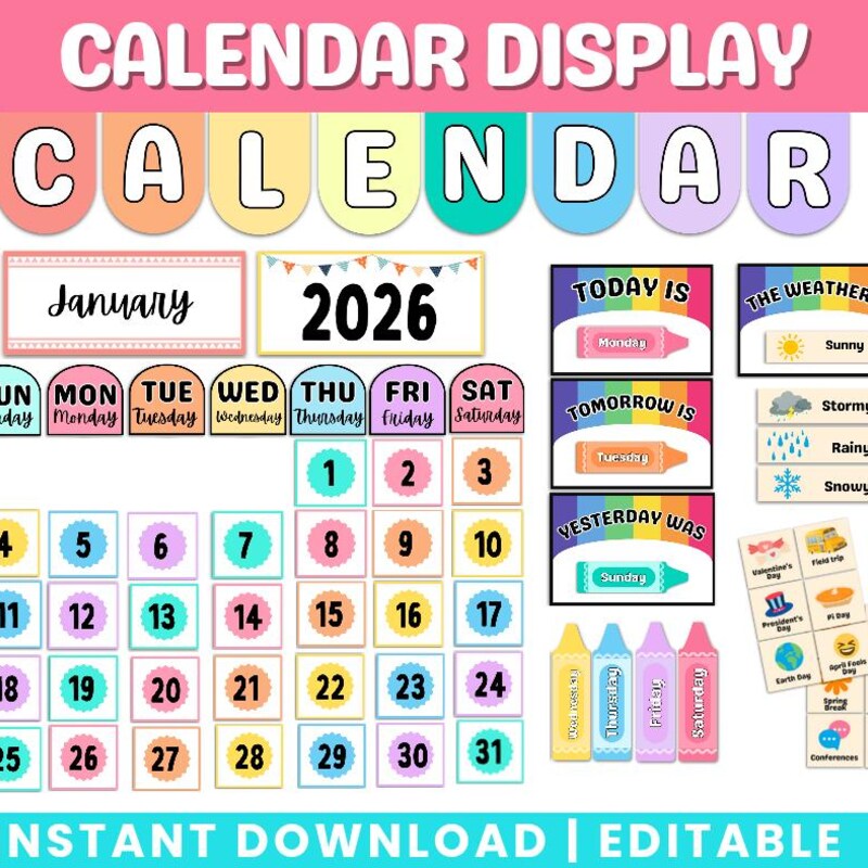 Teacher Calendar Pieces - Etsy
