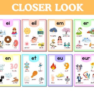 French Phonics Flashcards for Kids Printable Learning Cards to Practice ...