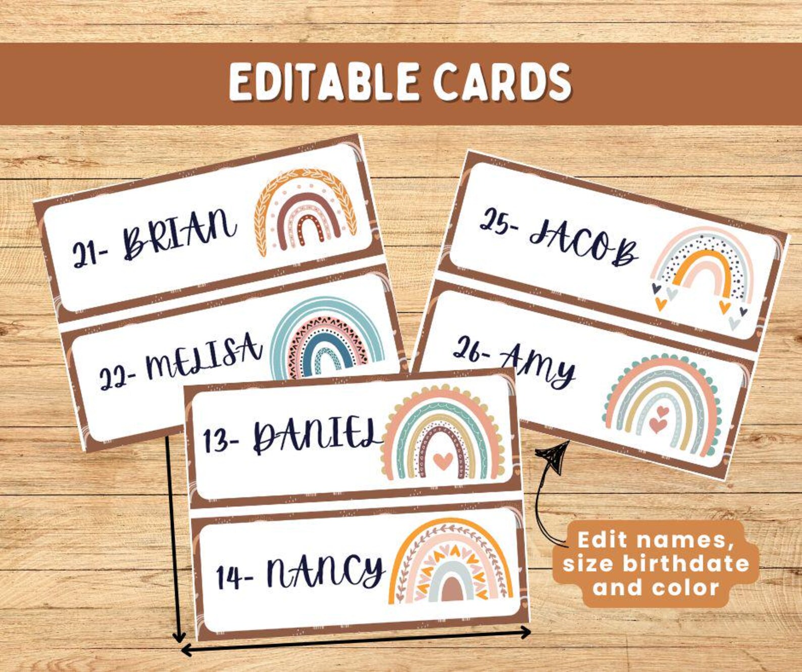 Editable Rainbow Birthday Board for Classroom Decor – Boho-themed ...