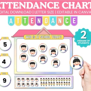 Editable School Attendance Chart Bulletin Board: K-6 Classroom Decor - Etsy