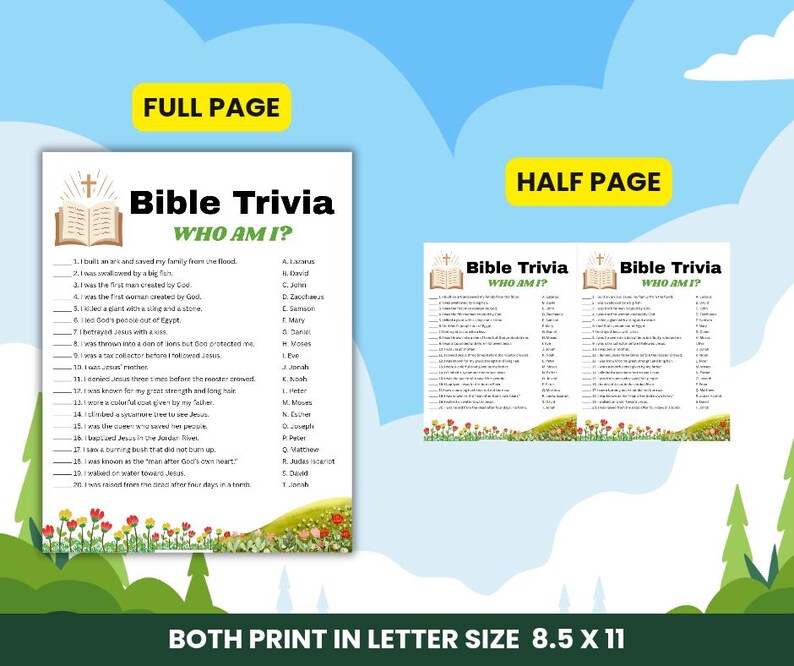 Who Am I Bible Match up for Kid Old Testament Activity Classroom ...