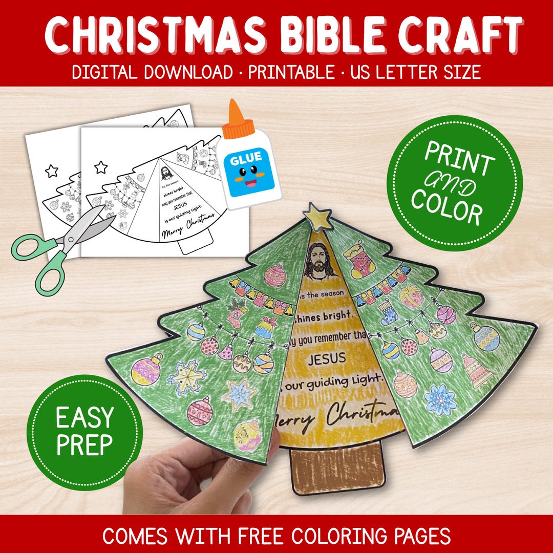 Christian Christmas Tree Craft Printable Light of the World Bible Craft ...