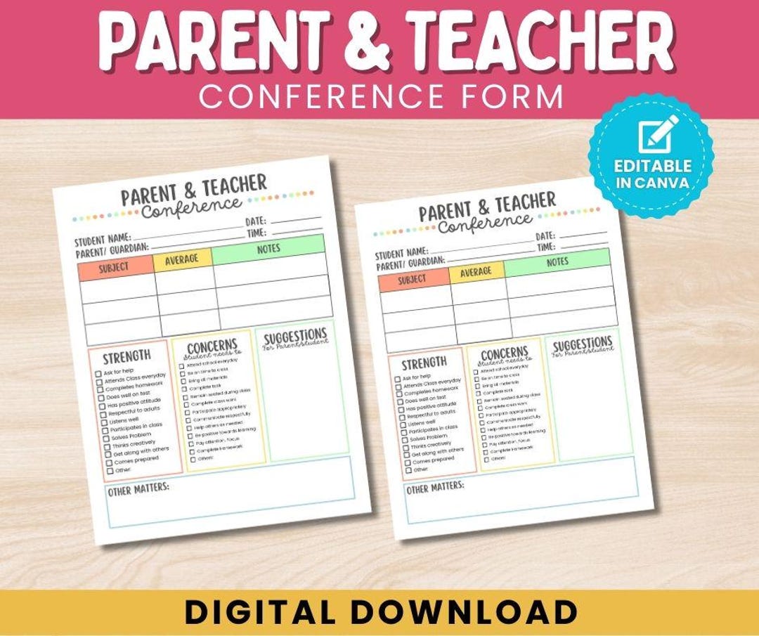 Parent Teacher Conference Forms & Lesson Plan – Printable for Preschool ...