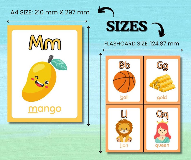 26 ABC Flash Cards, Educational Cards, A-Z Cards, Learn Abcs, Alphabet ...