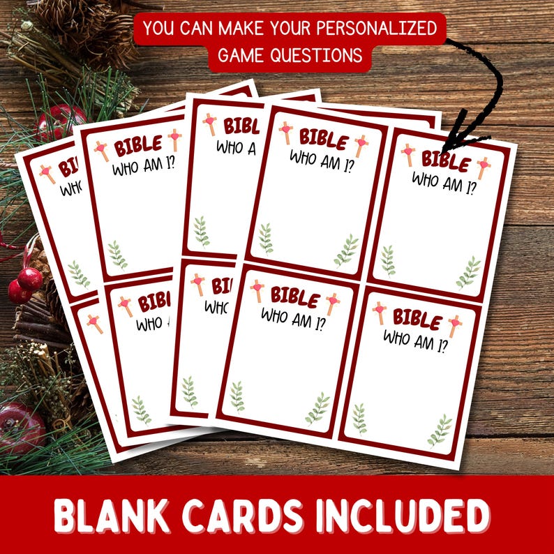 160 Bible Who Am I Trivia Cards Printable Christian Party Game for Kids ...