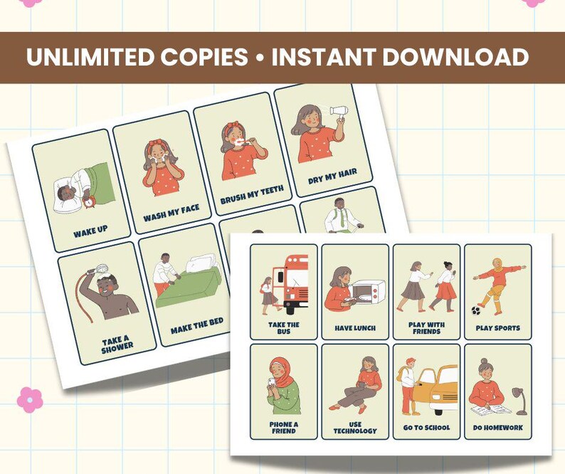 Daily Routine Cards Visual Schedule Toddler Routine Chart for Kids ...