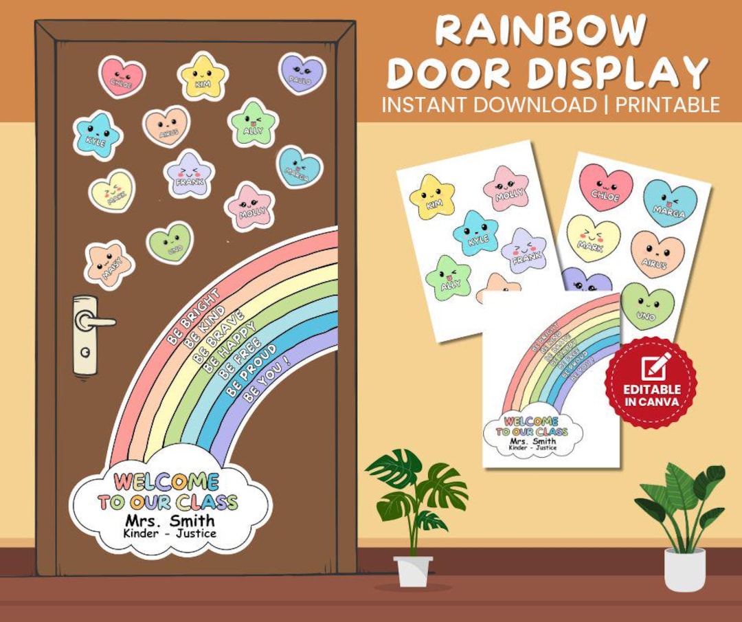 Rainbow Classroom Door Display – Affirmation Words – Preschool to Grade ...