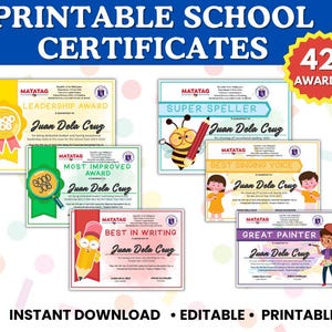 Printable Student Award Certificates: Editable School Certificates ...