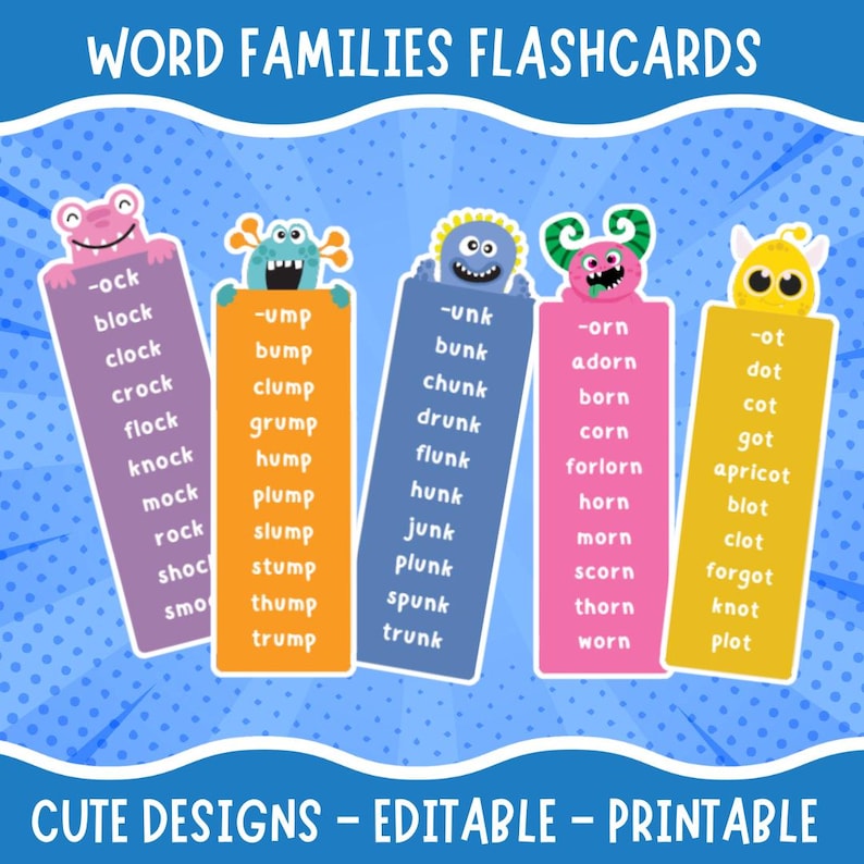 CVC Words Flashcards: Learn to Read, Word Family Lists (printable) - Etsy