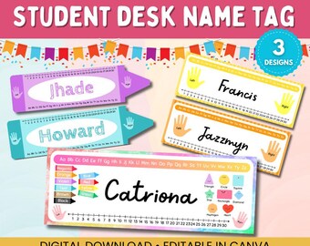 Student Desk Name Labels, Editable Classroom Printables, Student Name ...