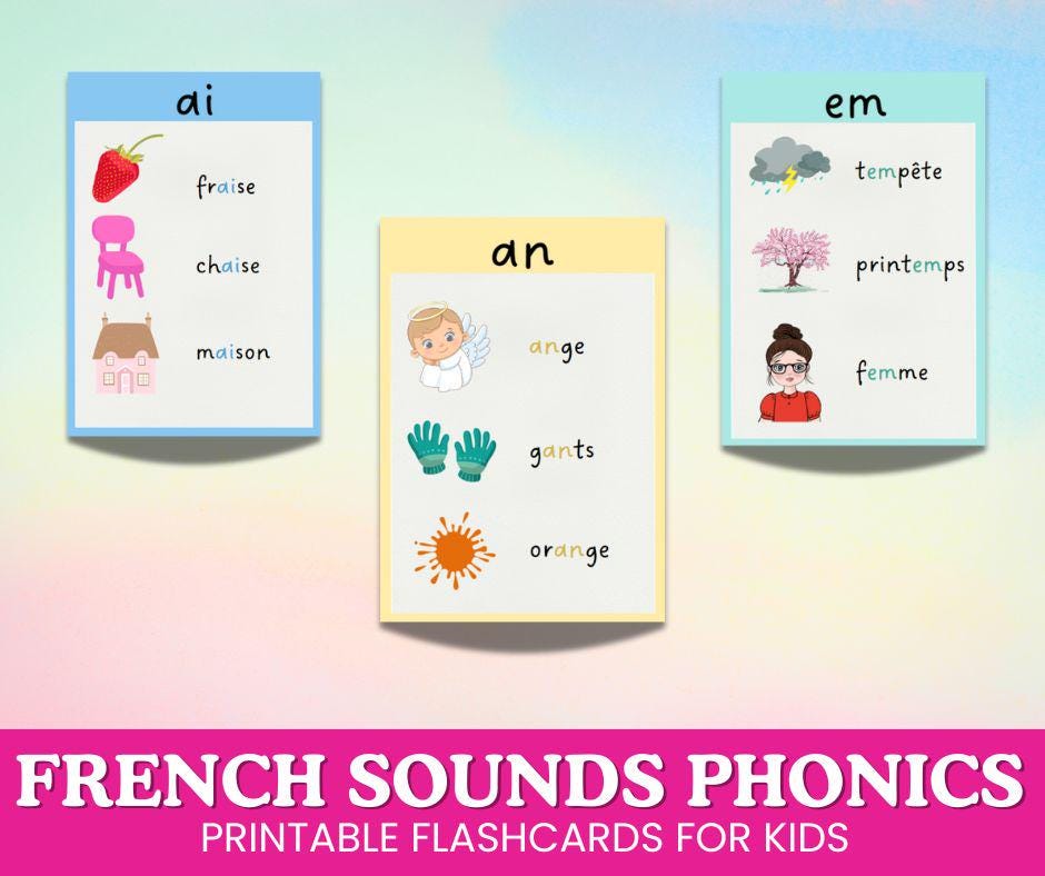 French Sounds Phonics Flashcards, French Classroom 34 Flashcards for ...