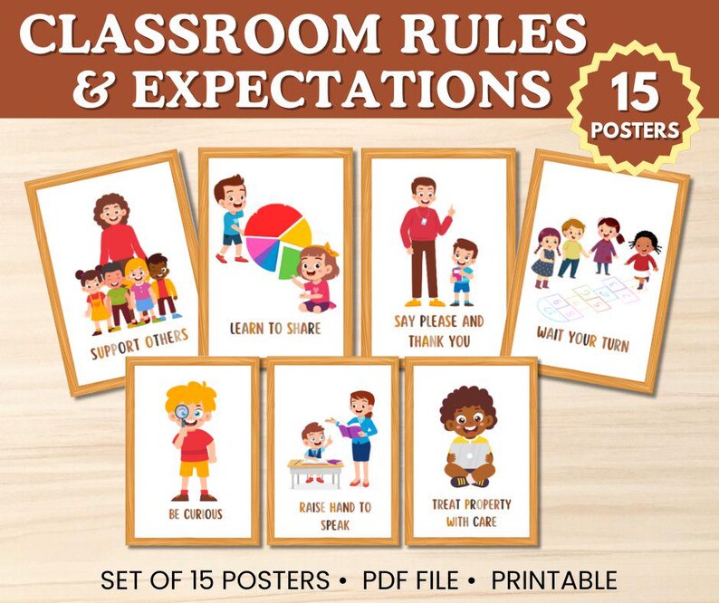 Classroom Rules Posters | Printable Educational Wall Decor for Teachers ...