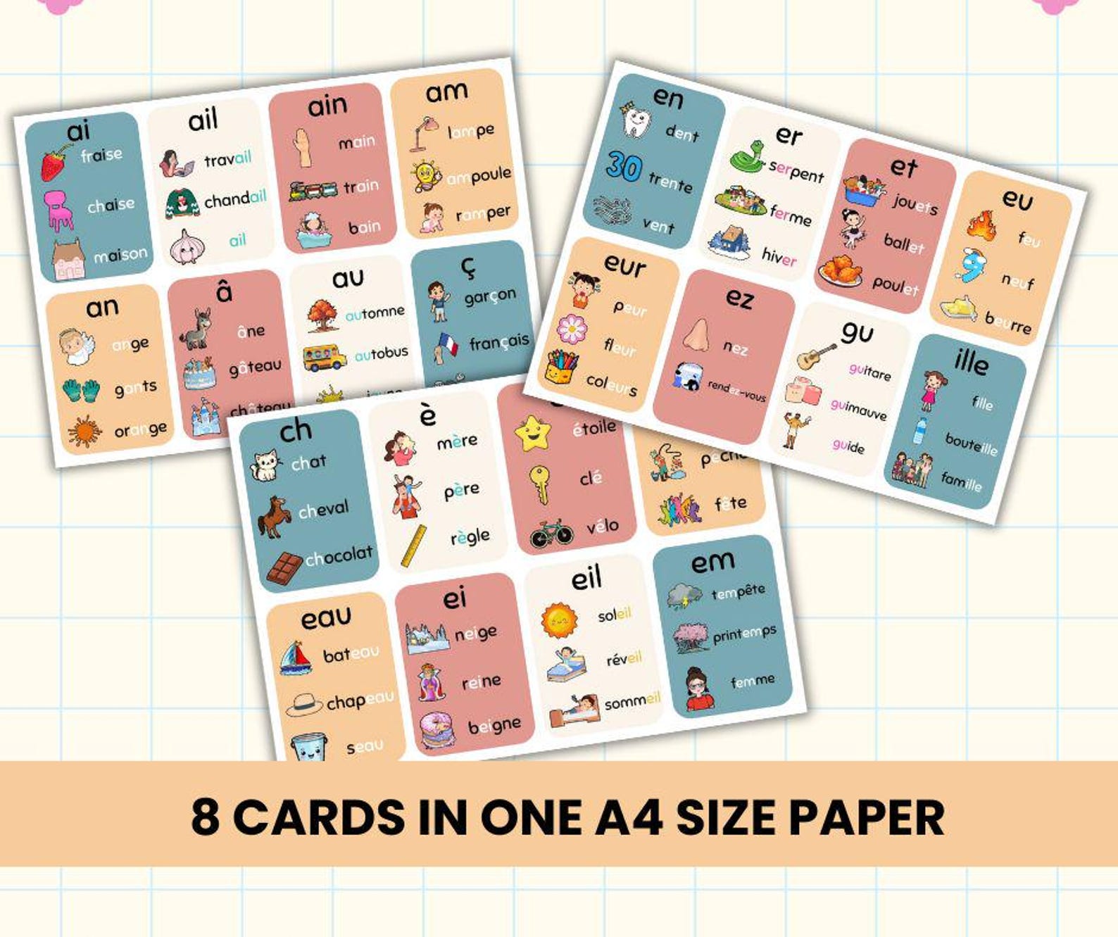 French Sounds Phonics Flashcards French Classroom French Phonetics 34 ...