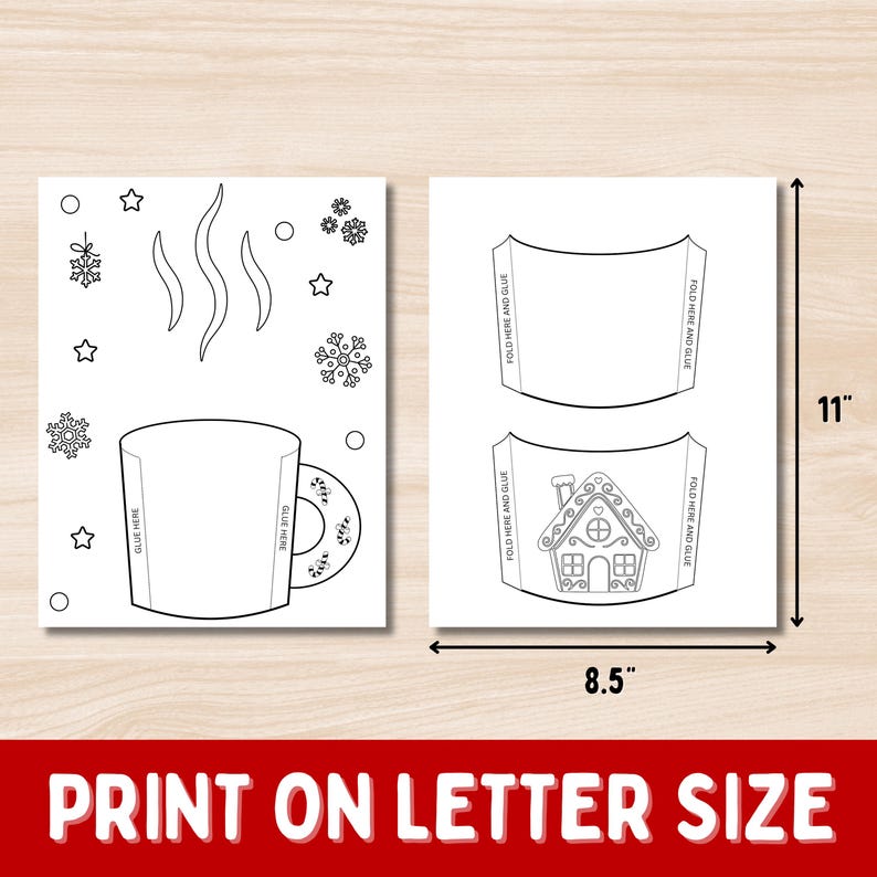 3D Cocoa Mug Cut and Paste Paper Craft: Winter Kids Activity (printable ...