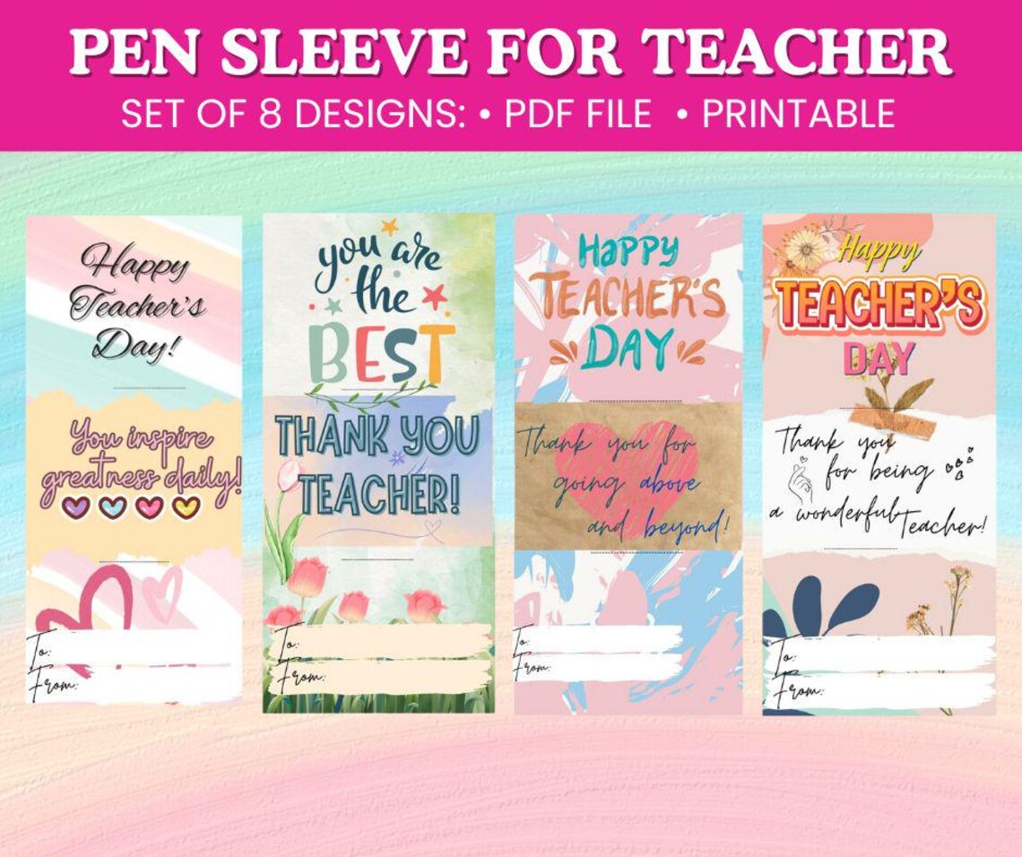 Teacher Pen Sleeve Template 8 Canva Designs Digital Download DIY ...