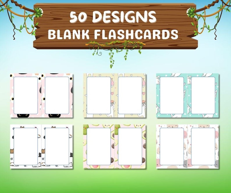 50 Editable Blank Flashcards for Kids | Customizable Design Flashcards ...