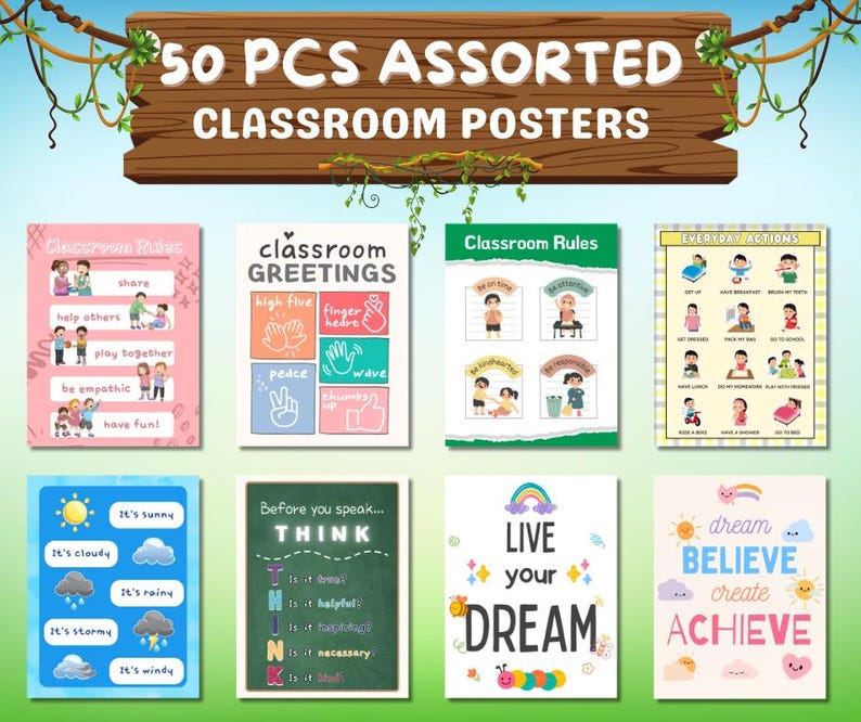 Editable Classroom Poster Set – 50 Aesthetic 8.5x11" Designs for ...