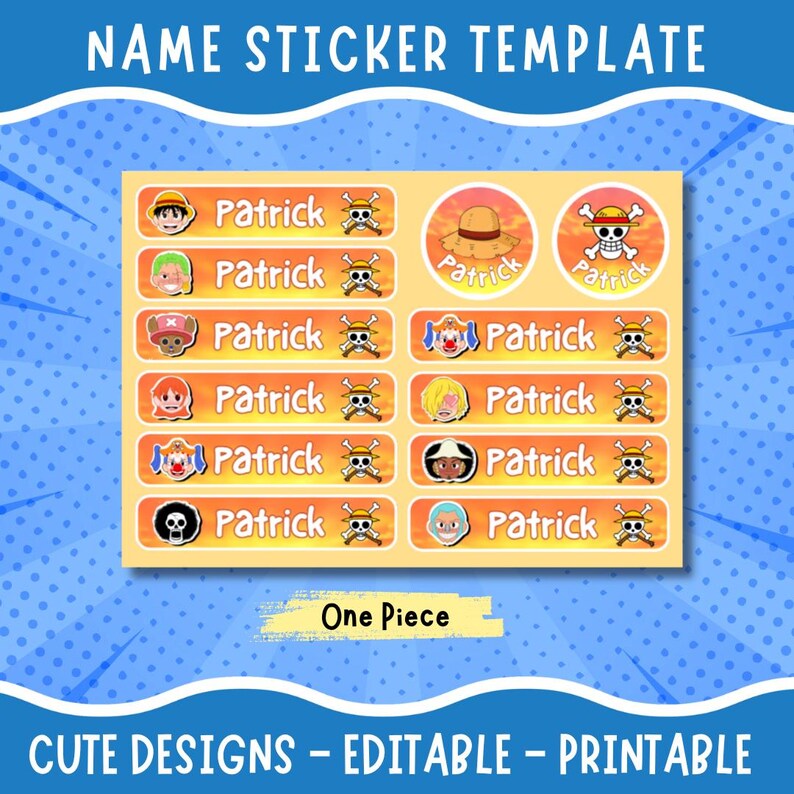 Name Sticker for Kids Template 2 - Etsy