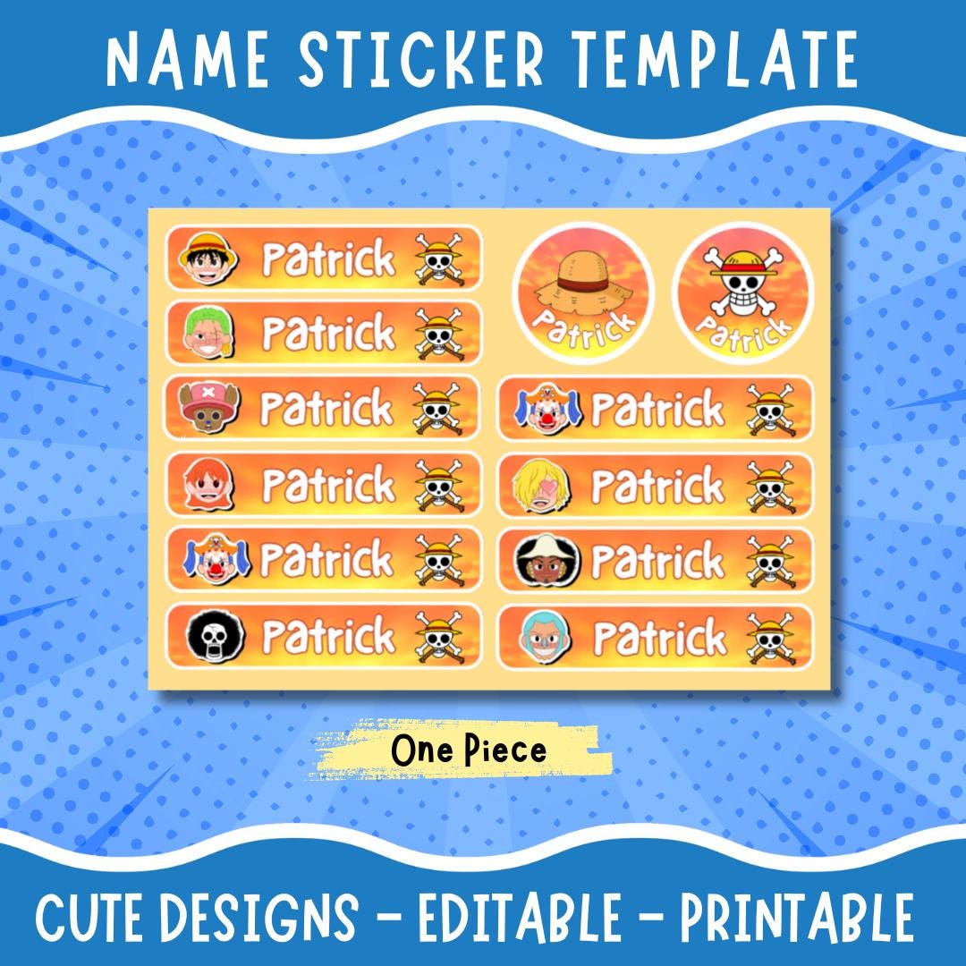 Name Sticker for Kids Template 2 - Etsy