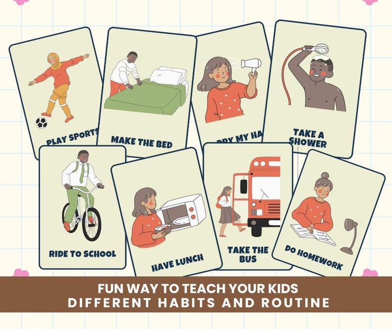 Daily Routine Cards Visual Schedule Toddler Routine Chart for Kids ...