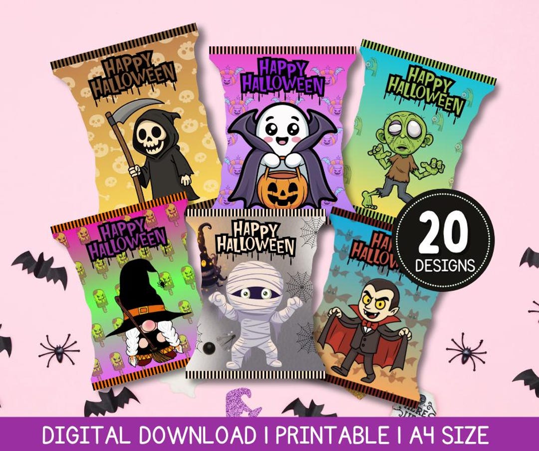 Halloween Chip Bag Trick or Treat Chip Bag Label Halloween Party Favors ...