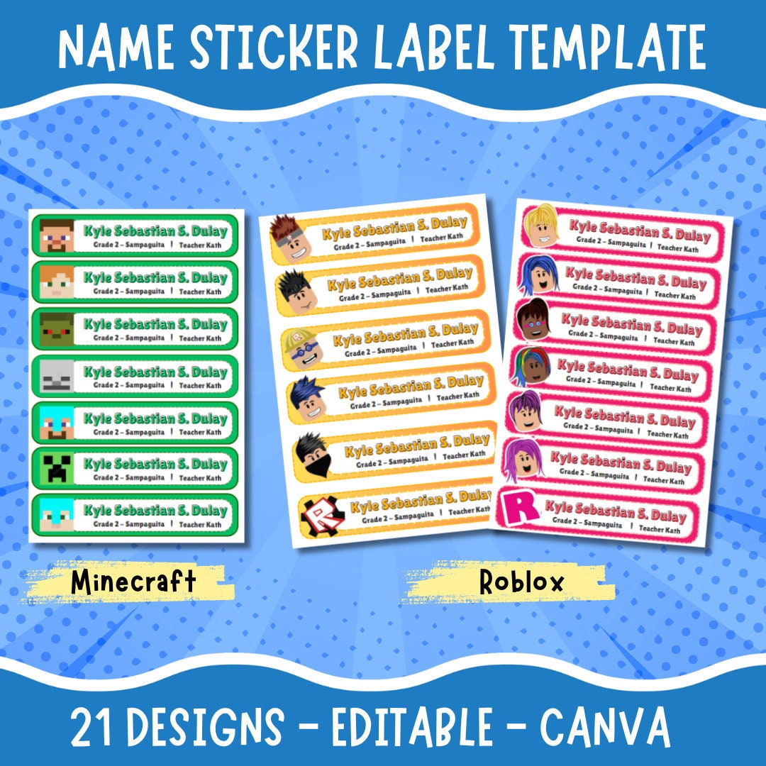 Name Sticker Label for Notebook for Kids Template - Etsy