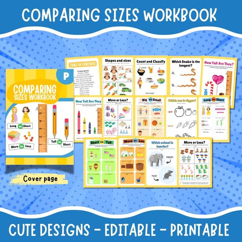 Comparing Sizes Printable Workbook – Early Math Activity for Preschool ...
