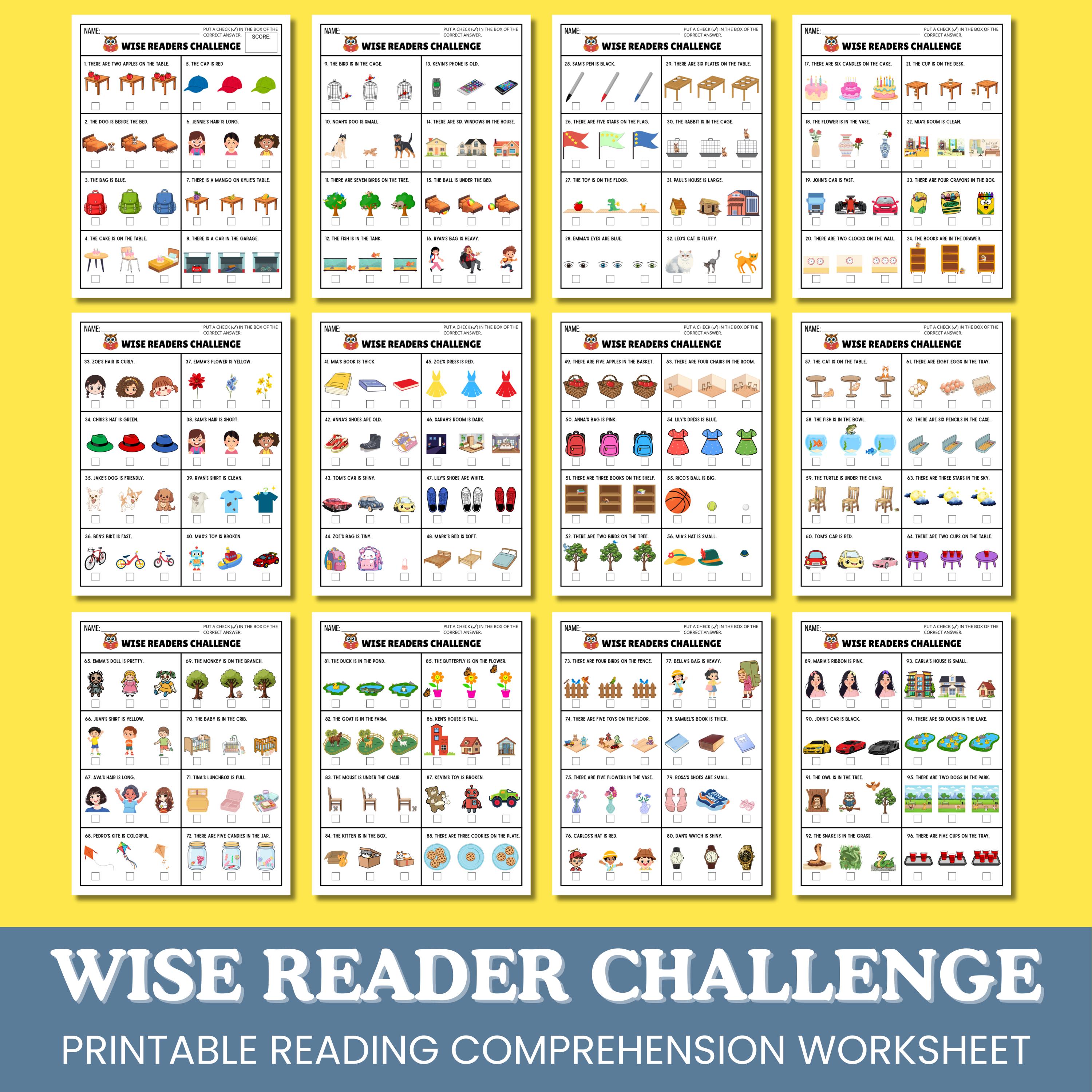 Reading Comprehension Worksheets | Simple Sentences Practice ...