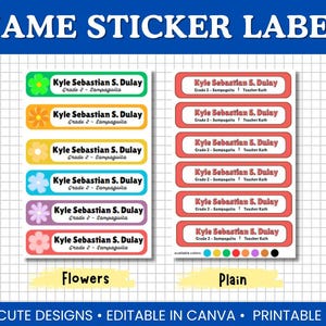 Name Sticker Label for Notebook for Kids Template Stick on Name Labels ...