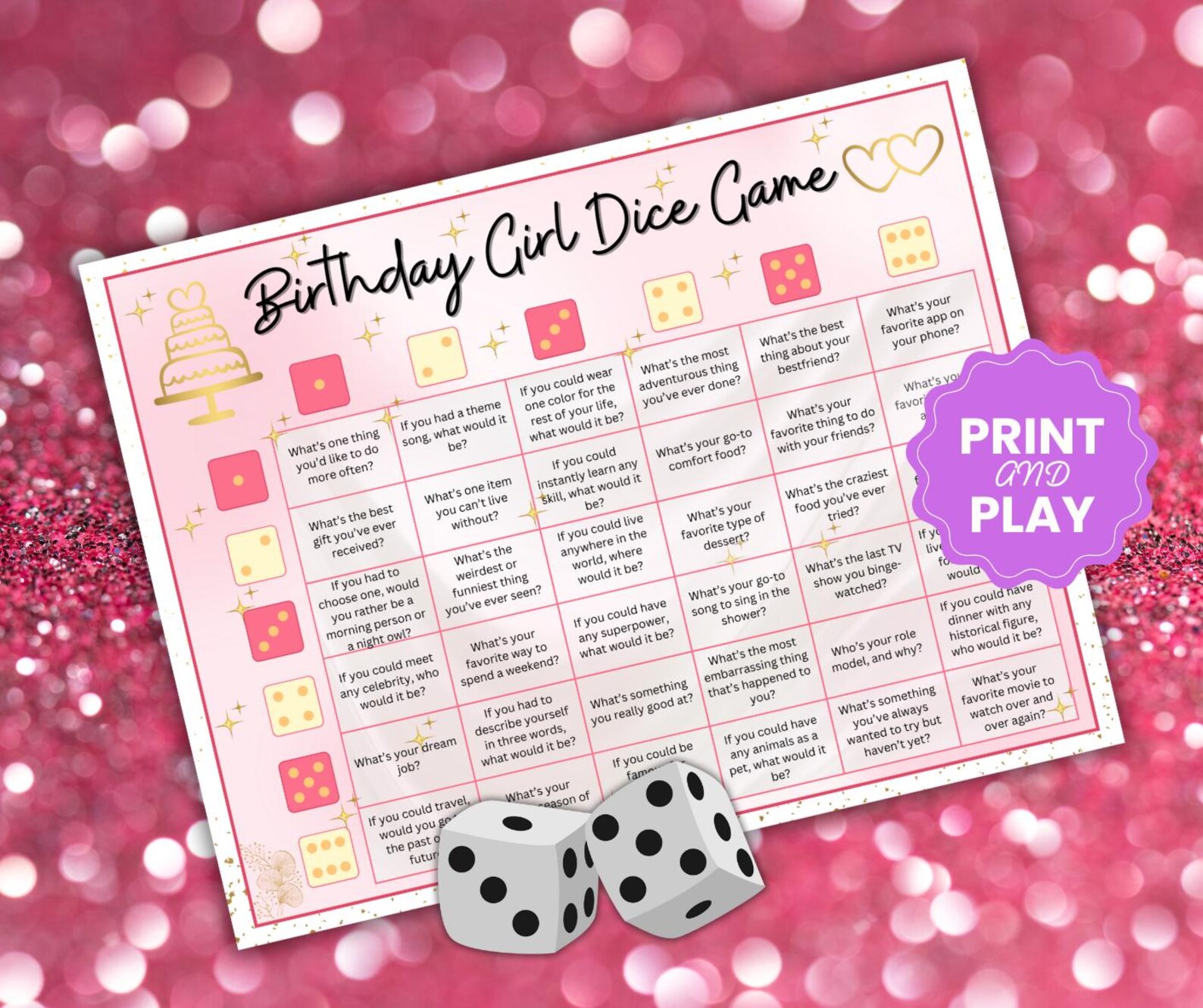 Birthday Party Dice Game: Fun Trivia for Teens (printable) - Etsy