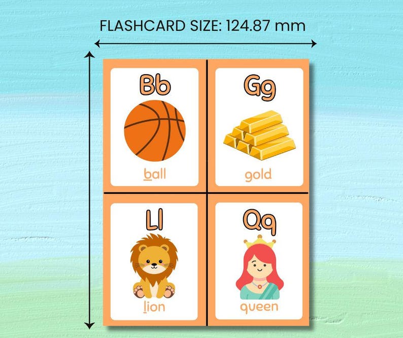 26 ABC Flash Cards Educational Cards, A-Z Cards Learn Abcs Alphabet Flashcards Kids Colors ...