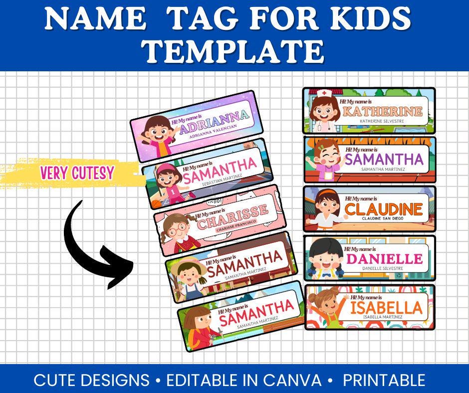 Editable Kids Name Tags: Pastel Classroom Labels (canva Template) - Etsy