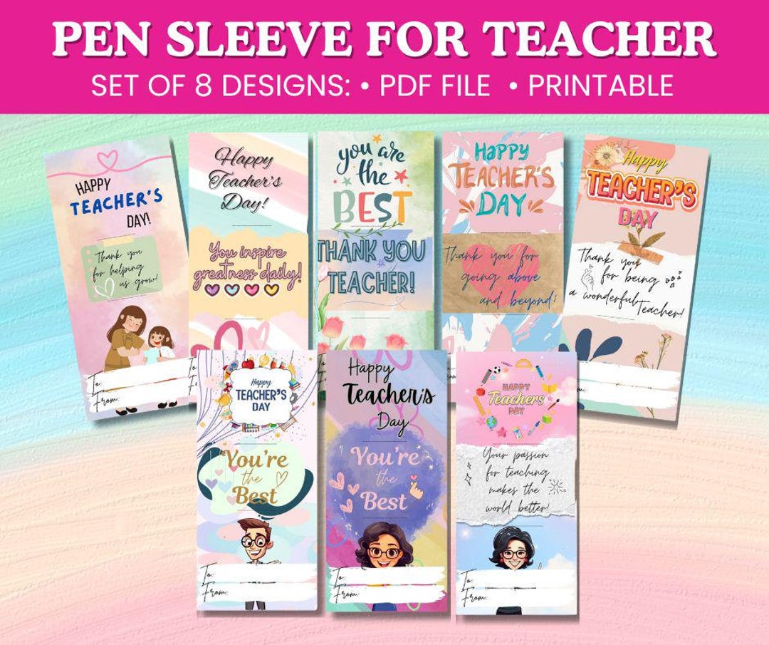 Teacher Pen Sleeve Template | 8 Canva Designs Digital Download | DIY ...